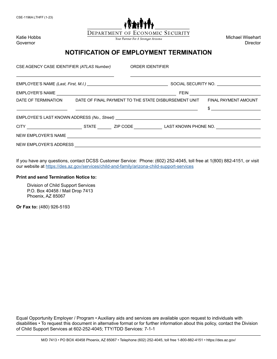 Form CSE-1196A Download Fillable PDF or Fill Online Notification of ...