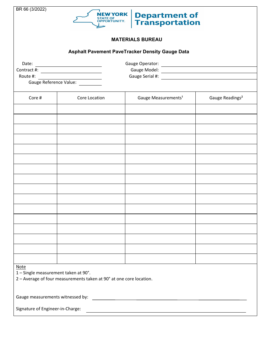 Form BR66 Download Printable PDF or Fill Online Asphalt Pavement ...