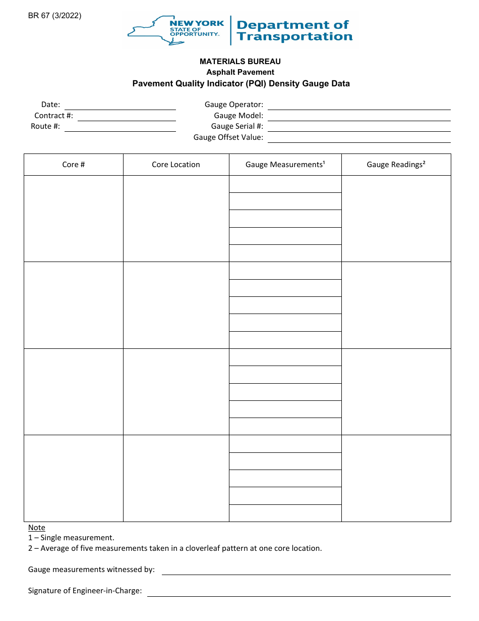 Form BR67 Download Printable PDF or Fill Online Asphalt Pavement ...