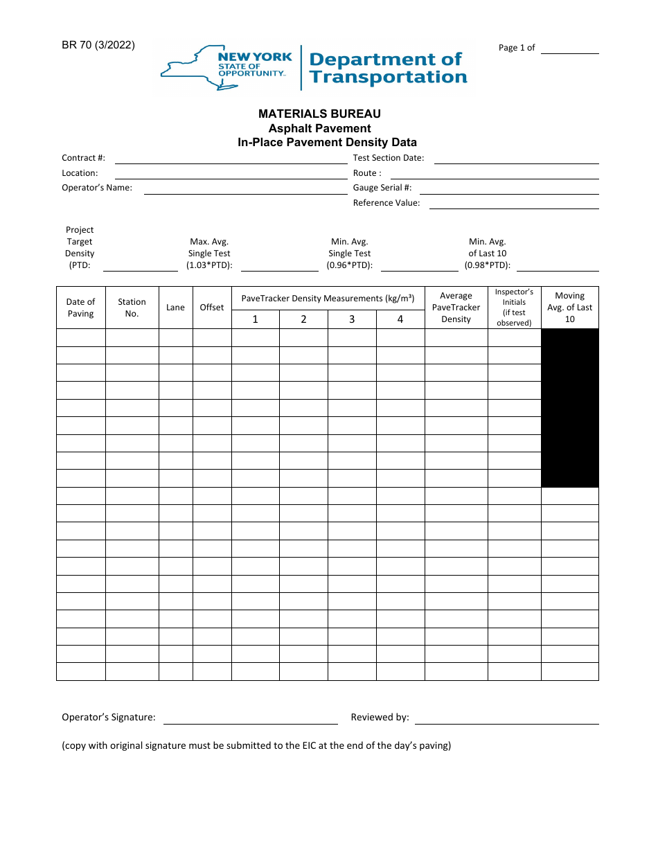 Form BR70 Download Printable PDF or Fill Online Asphalt Pavement in ...