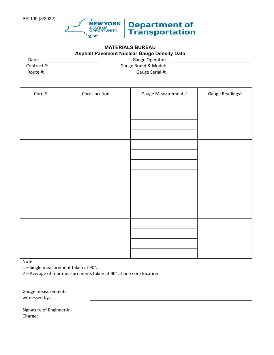 Form BR109 Download Printable PDF or Fill Online Asphalt Pavement ...