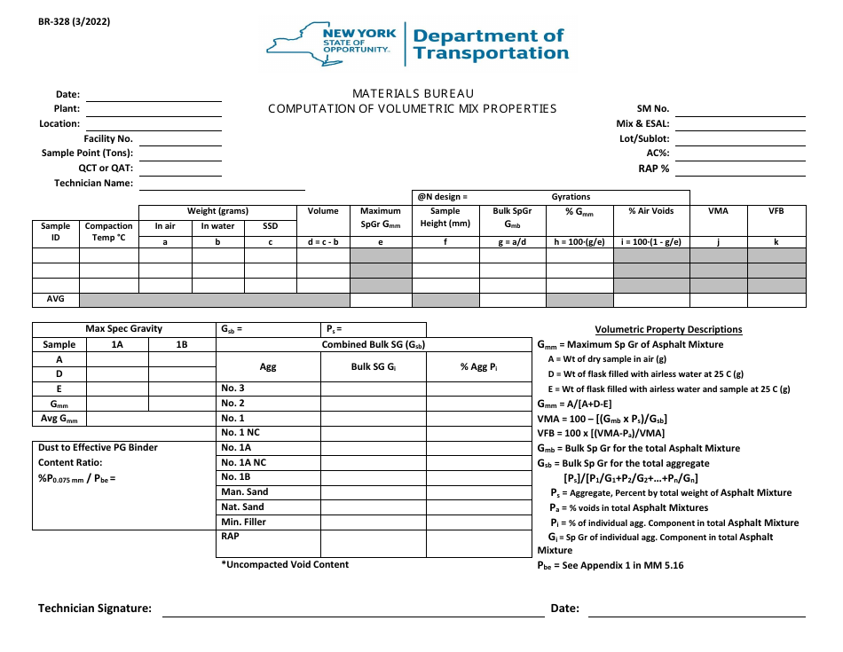 Form BR-328 - Fill Out, Sign Online and Download Printable PDF, New ...