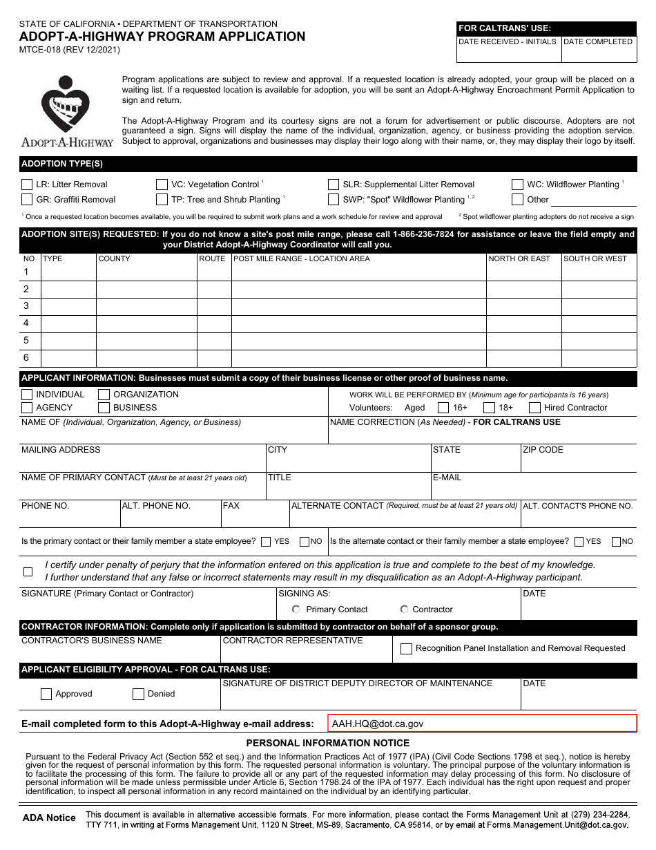 Form MTCE-0018 - Fill Out, Sign Online and Download Fillable PDF ...