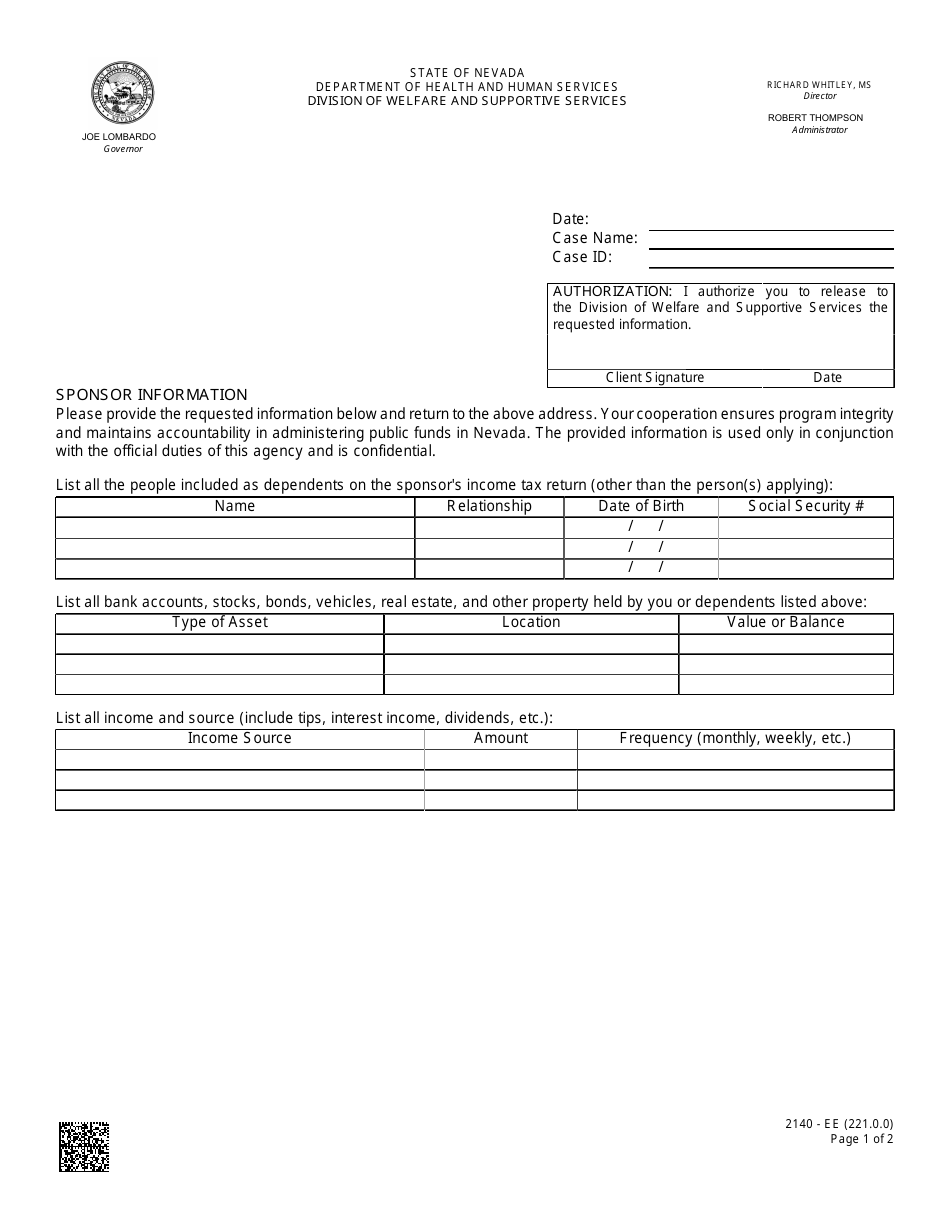 Form 2140-EE - Fill Out, Sign Online and Download Fillable PDF, Nevada ...