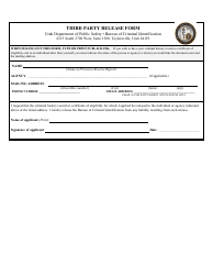 Utah Third Party Release Form Download Printable PDF | Templateroller