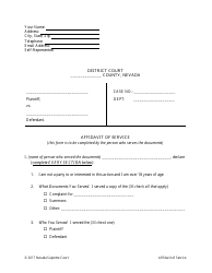 Nevada Affidavit of Service - Fill Out, Sign Online and Download PDF | Templateroller