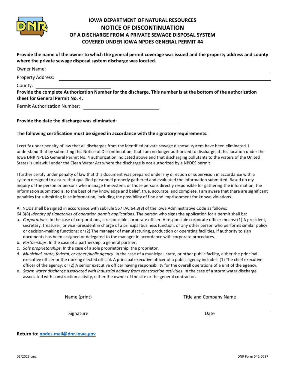 DNR Form 542-0697 - Fill Out, Sign Online and Download Fillable PDF ...