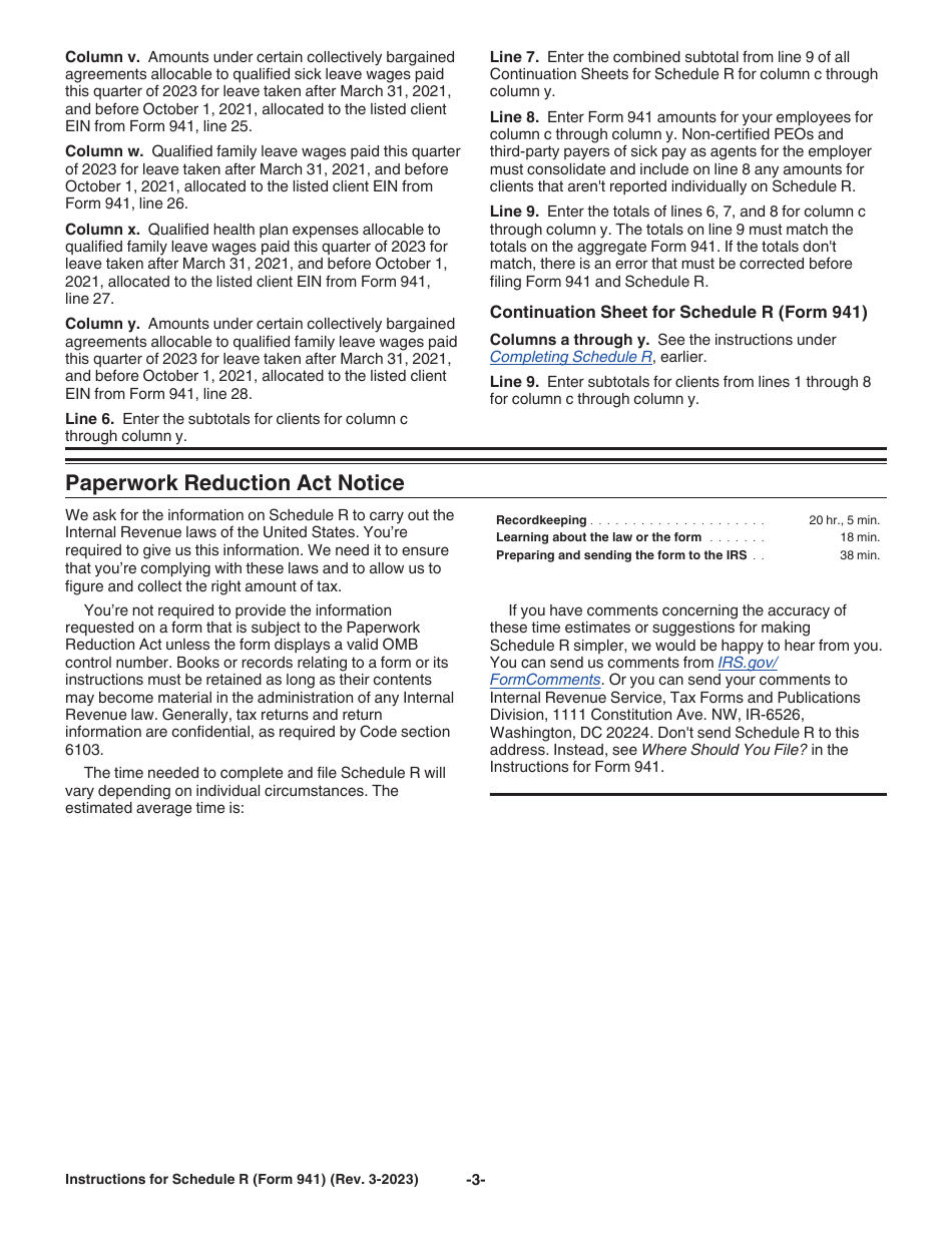 Download Instructions for IRS Form 941 Schedule R Allocation Schedule ... Download Instructions for IRS Form 941 Schedule R Allocation Schedule ...