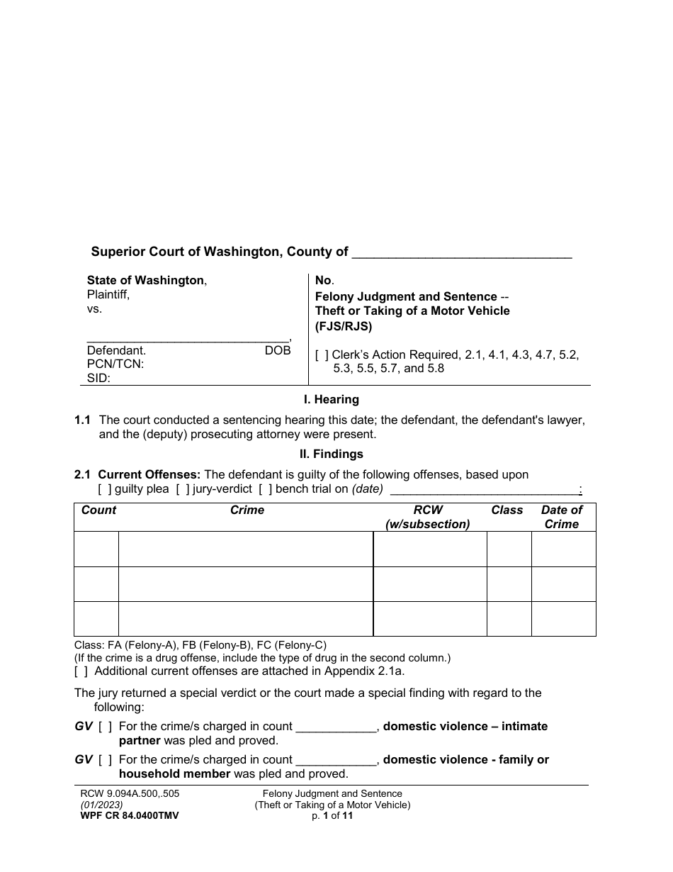 Form WPF CR84.0400 TMV Download Printable PDF or Fill Online Felony ...
