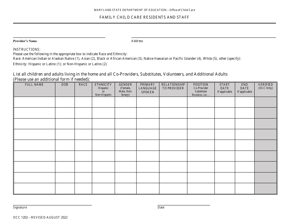 Form OCC1202 - Fill Out, Sign Online and Download Fillable PDF ...
