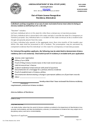 Arizona Out-of-State License Recognition Residency Attestation Download ...