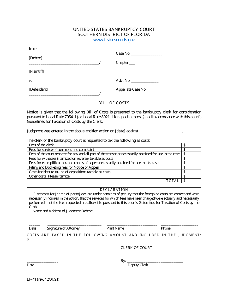 Form LF-41 - Fill Out, Sign Online and Download Printable PDF, Florida ...
