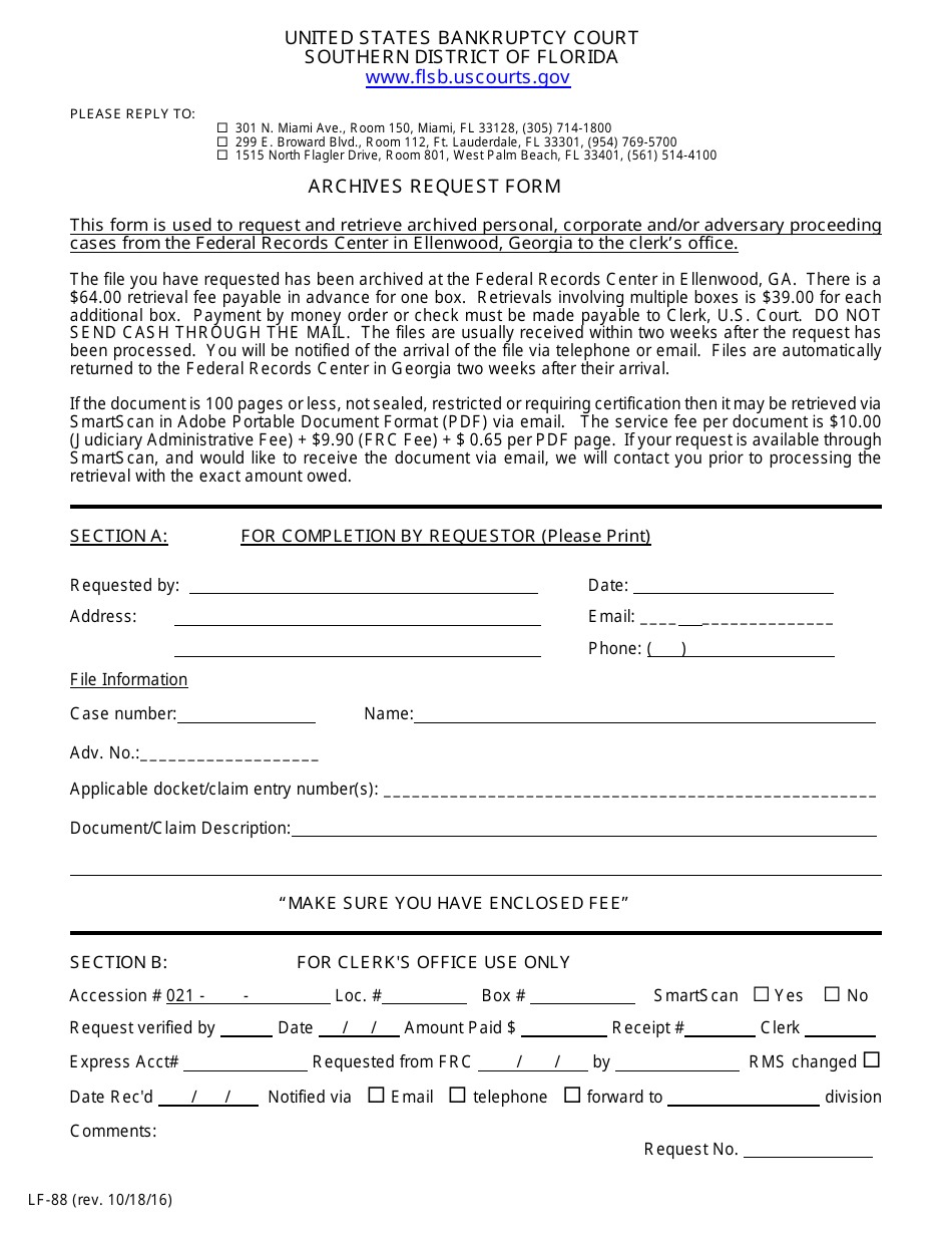 Form LF-88 - Fill Out, Sign Online and Download Printable PDF, Florida ...