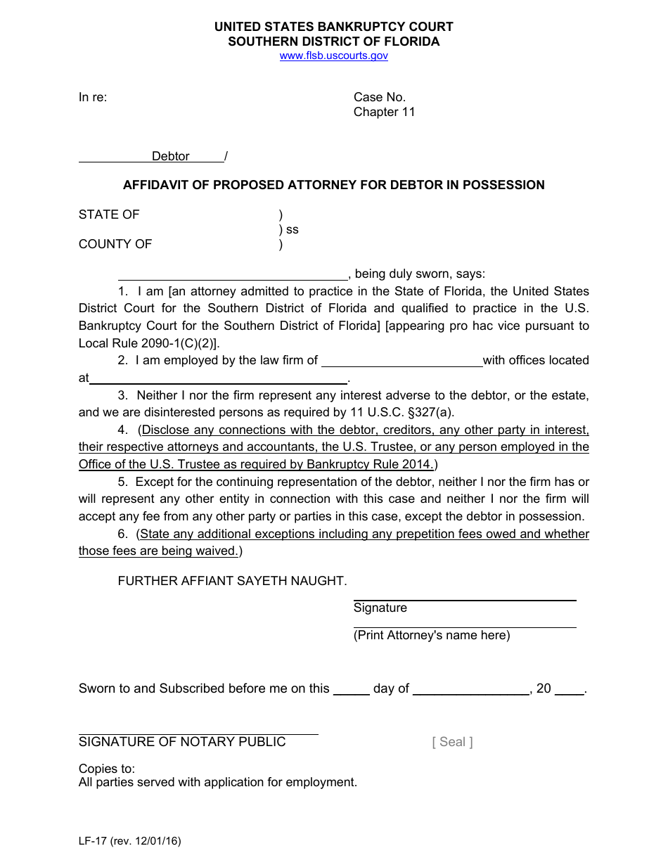 Form LF-17 - Fill Out, Sign Online and Download Printable PDF, Florida ...