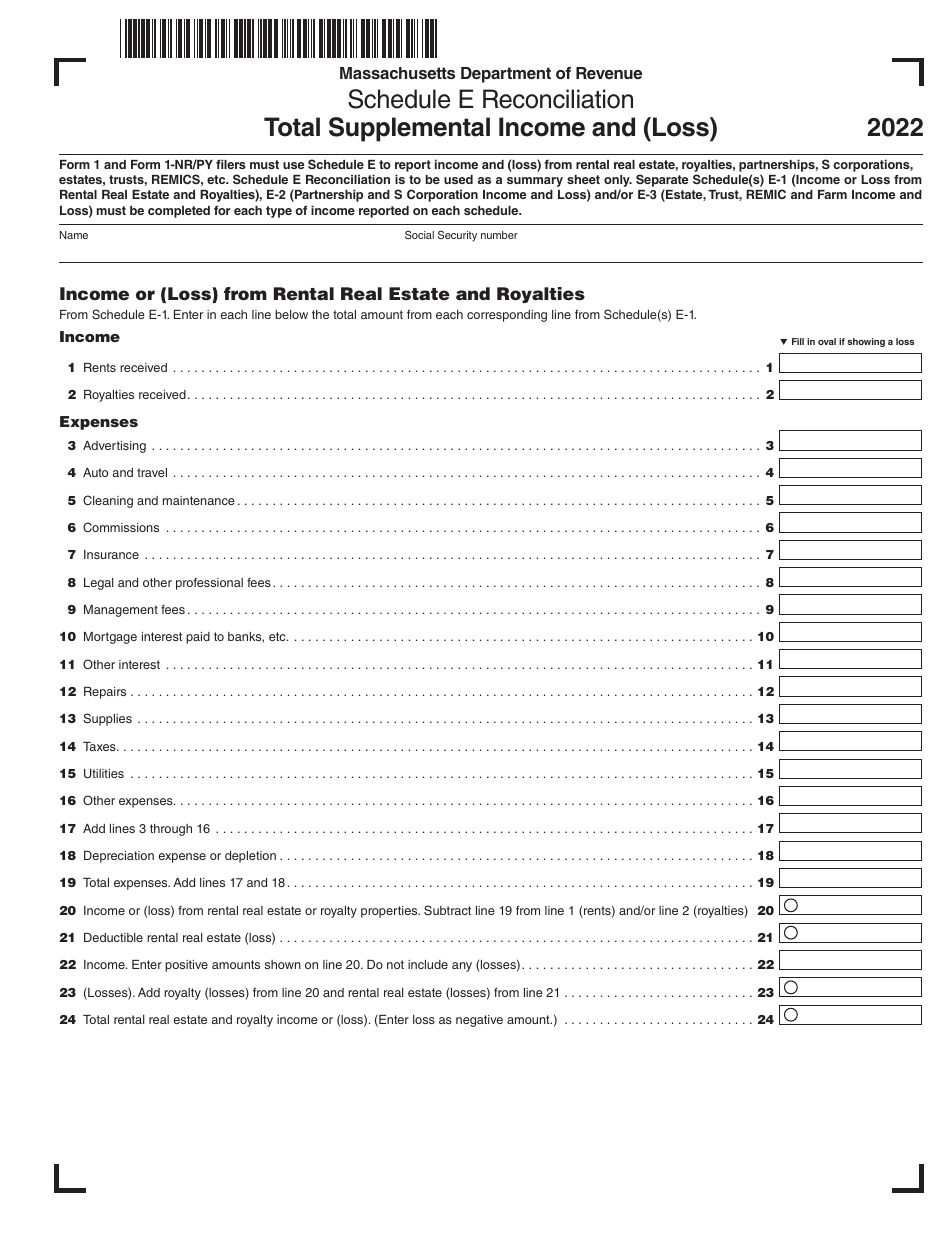 2022 Massachusetts Total Supplemental Income and (Loss) - Fill Out ...