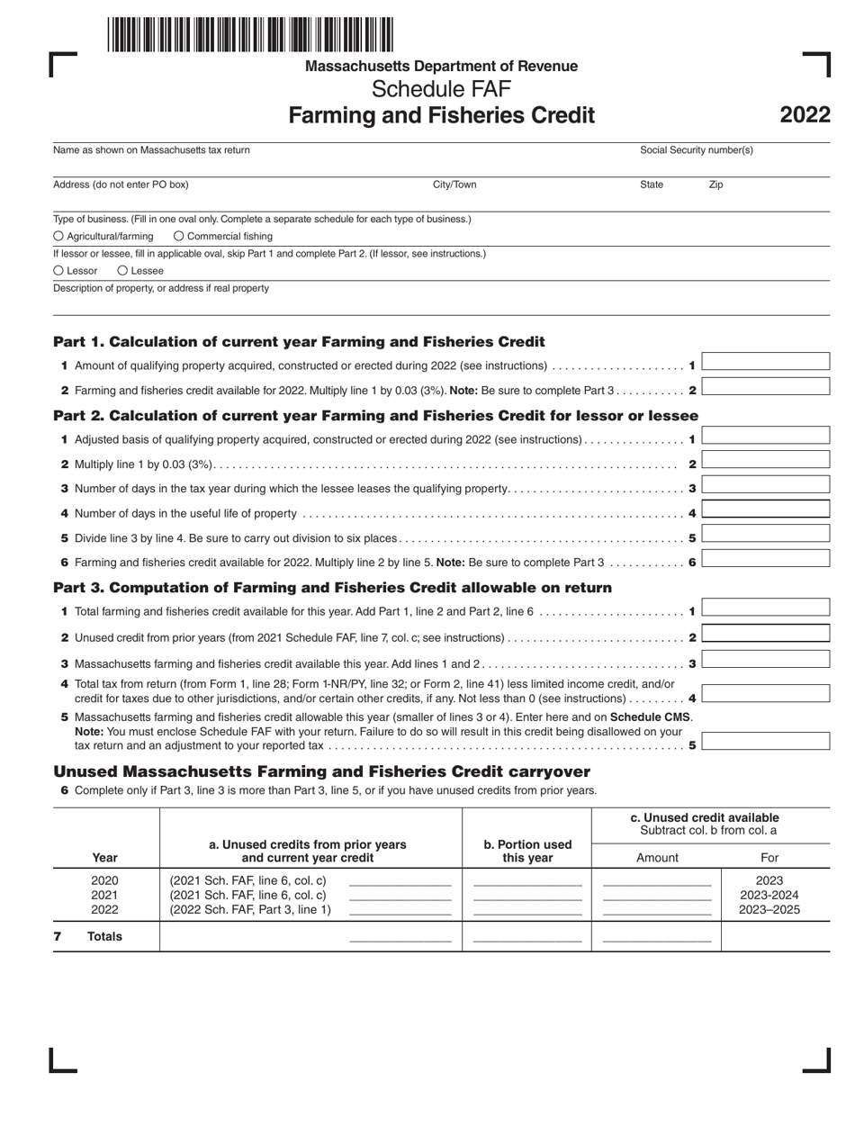 2022 Massachusetts Farming and Fisheries Credit - Fill Out, Sign Online ...