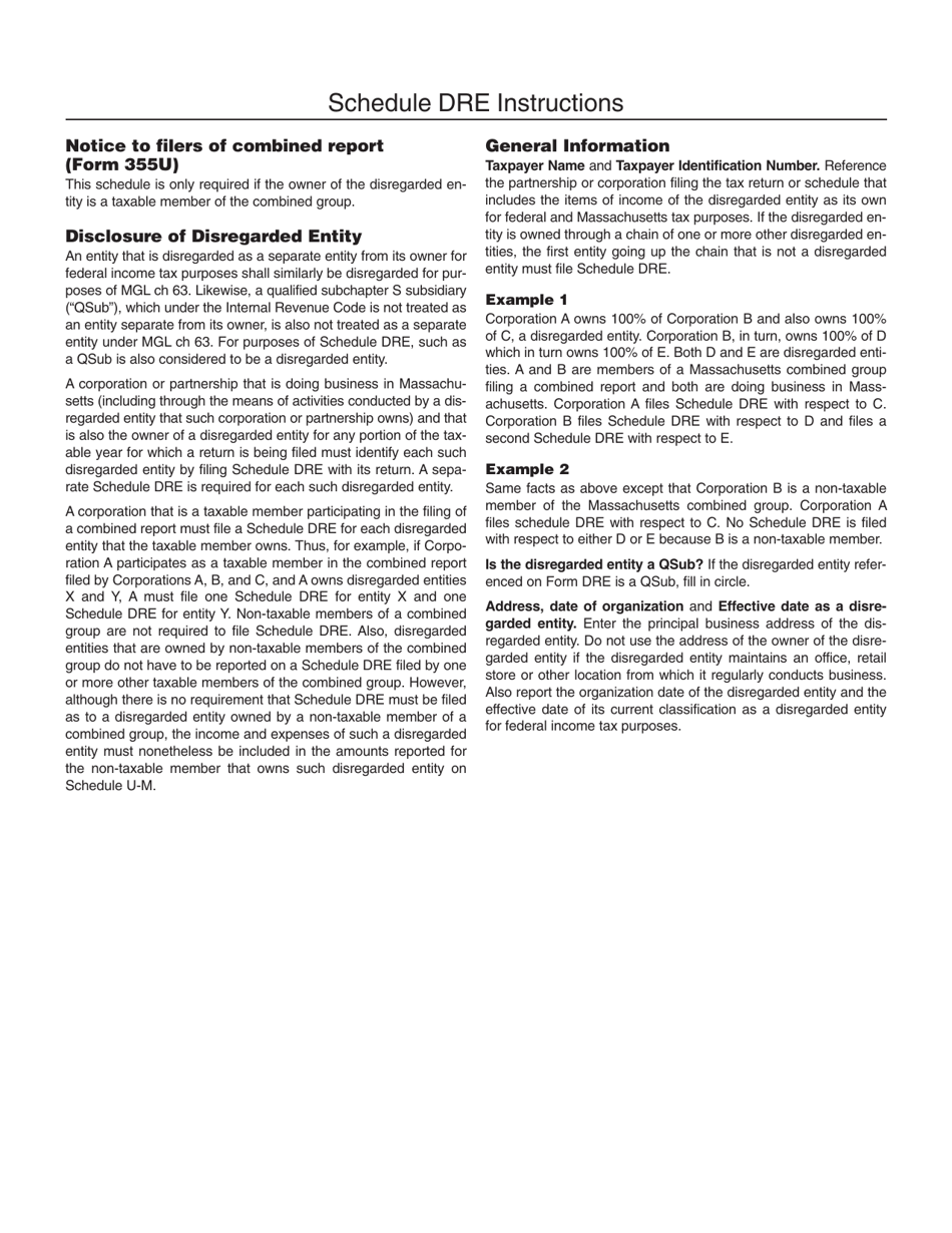 Download Instructions for Schedule DRE Disclosure of Disregarded Entity ...