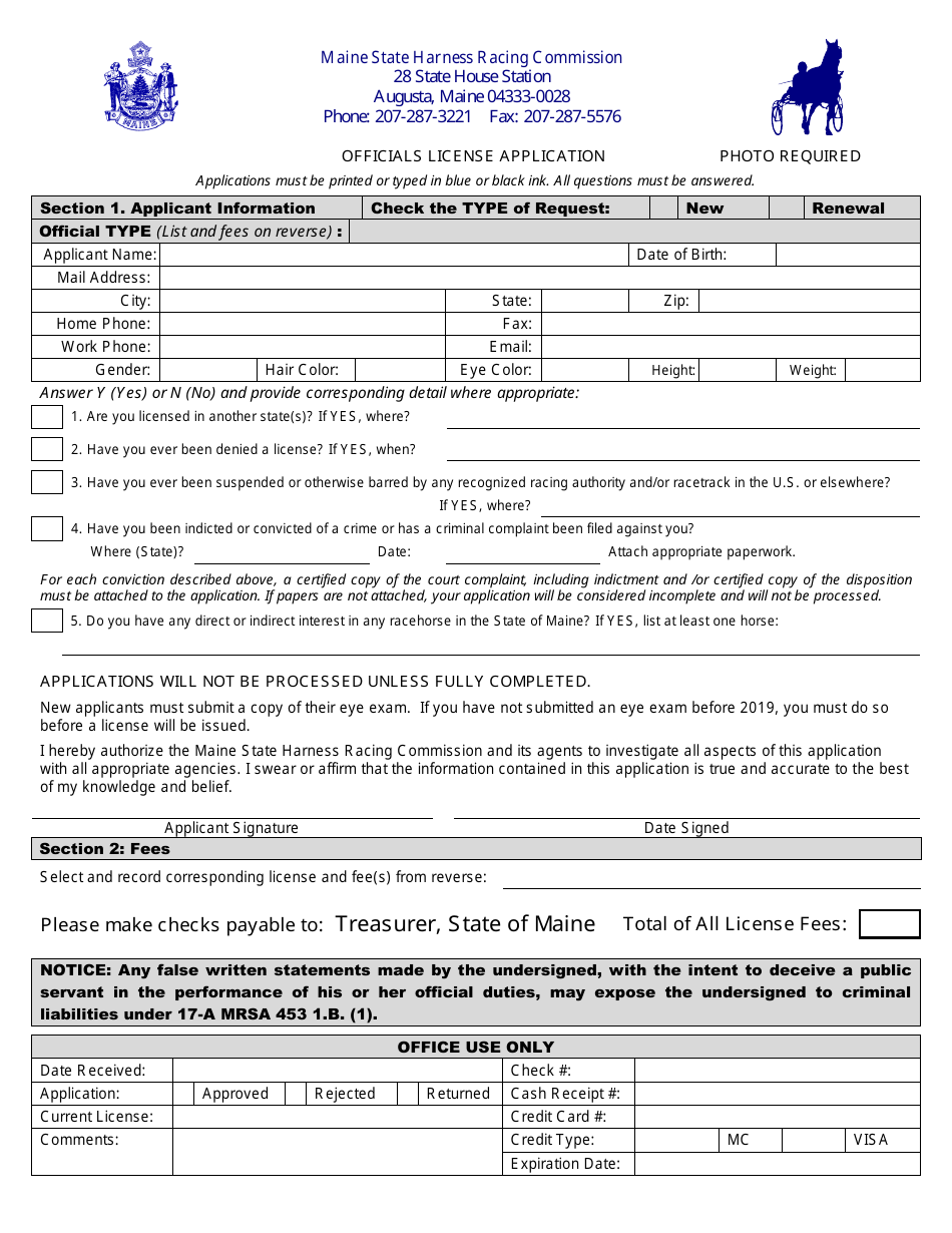 Maine Officials License Application - Fill Out, Sign Online and ...
