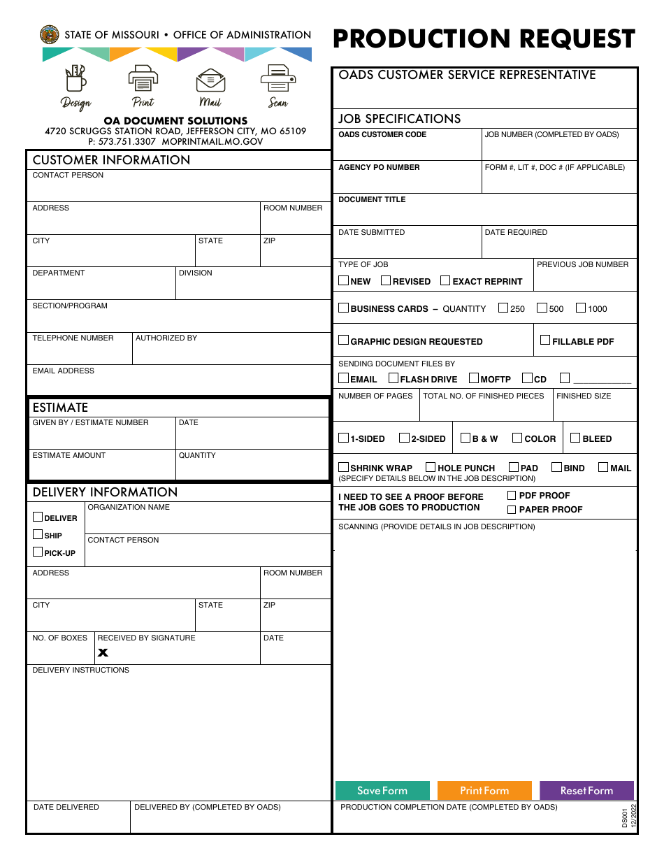 Form DS001 - Fill Out, Sign Online and Download Fillable PDF, Missouri ...