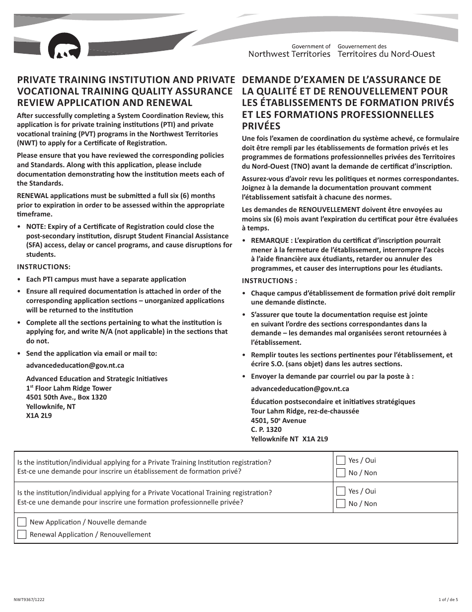 Form NWT9367 - Fill Out, Sign Online and Download Fillable PDF ...