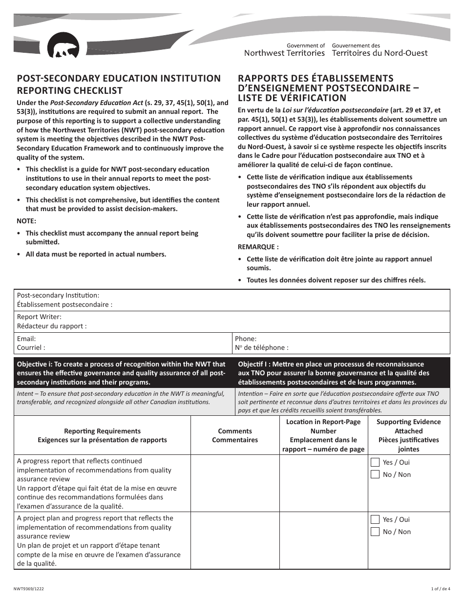 Form NWT9369 - Fill Out, Sign Online and Download Fillable PDF ...