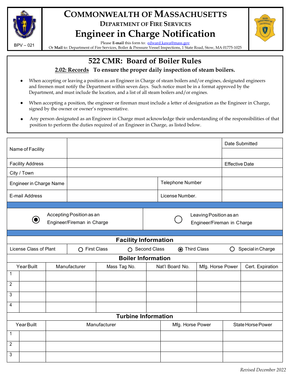 Form BPV-021 - Fill Out, Sign Online and Download Fillable PDF ...