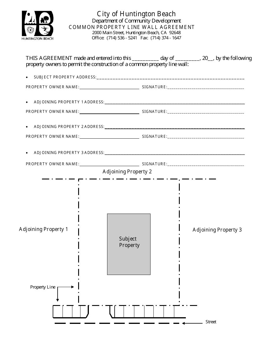 City of Huntington Beach, California Common Property Line Wall ...