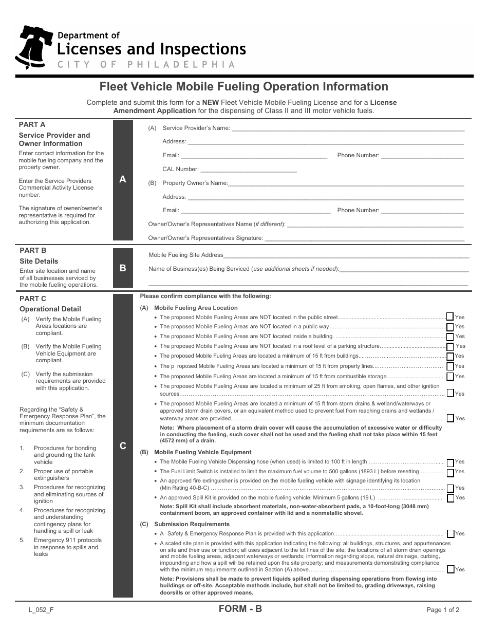 Form B (L_052_F) - Fill Out, Sign Online and Download Fillable PDF ...
