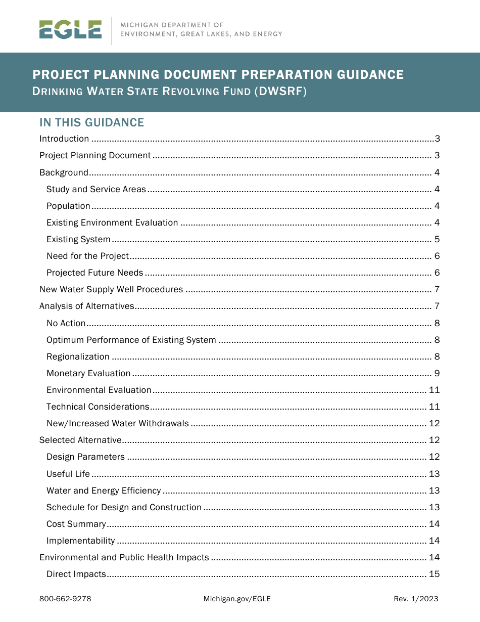 Michigan Project Planning Document Preparation Guidance - Drinking ...