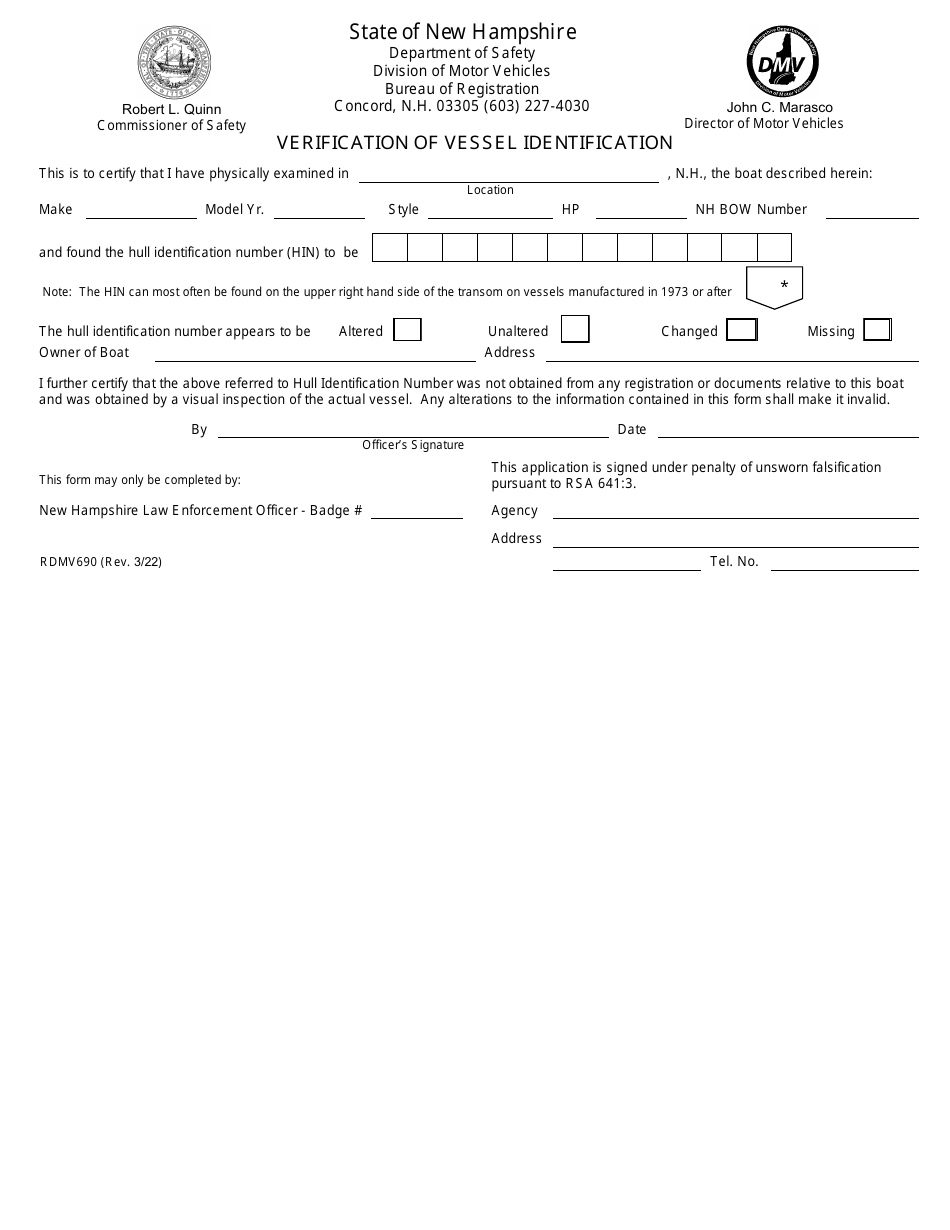 Form RDMV690 Download Fillable PDF or Fill Online Verification of ...
