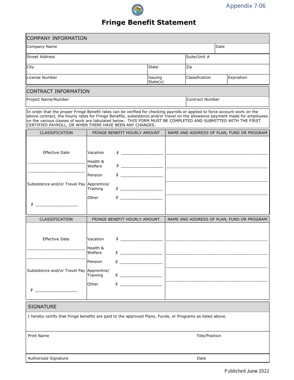 California Fringe Benefit Statement - Community Development Block Grant ...