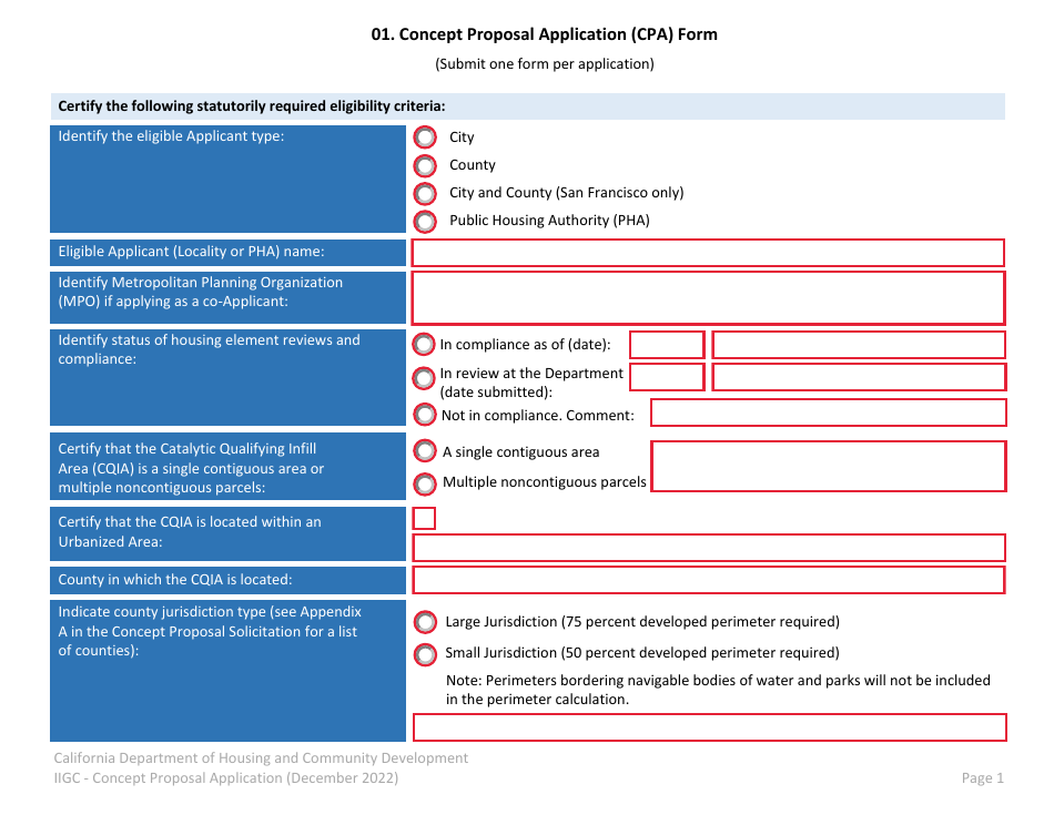 California Concept Proposal Application (CPA) Form - Fill Out, Sign ...