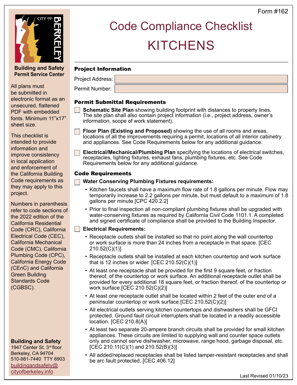 Form 162 - Fill Out, Sign Online and Download Fillable PDF, City of ...