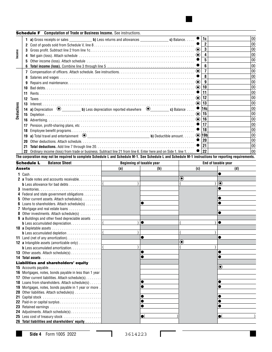 Form 100S Download Fillable PDF or Fill Online California S Corporation ...