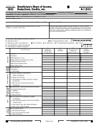 Form 541 Schedule K-1 Download Fillable PDF or Fill Online Beneficiary ...