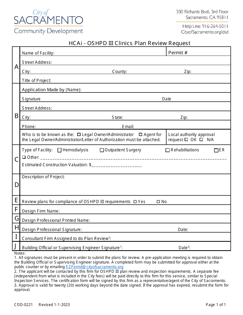 Form CDD-0221 Download Fillable PDF or Fill Online Hcai - Oshpd Iii ...
