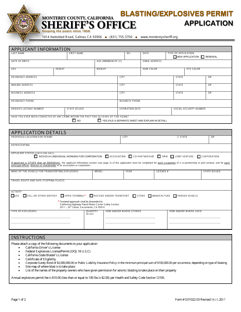 Form SO1022.03 - Fill Out, Sign Online and Download Fillable PDF ...