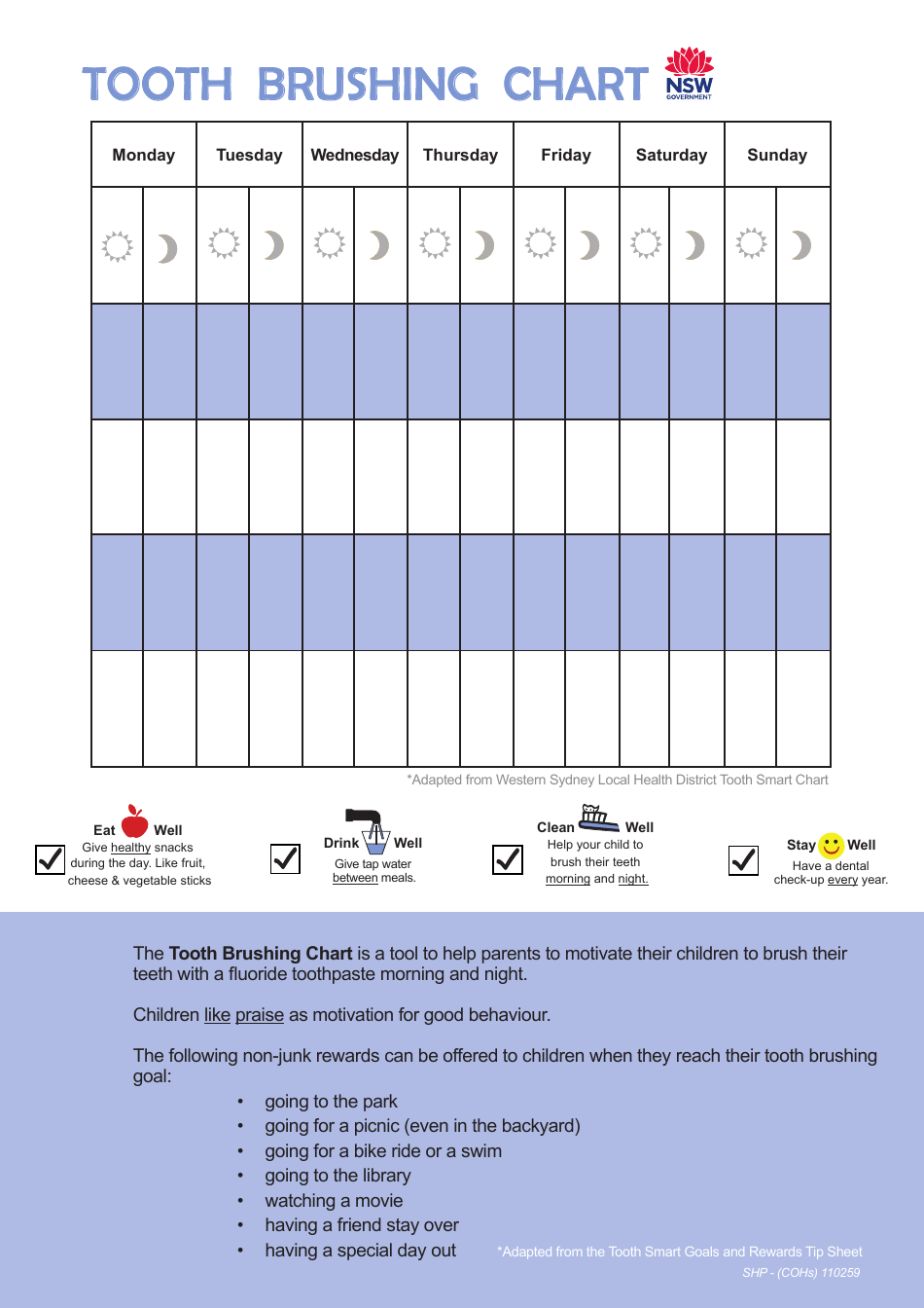 Tooth Brushing Chart - Day and Night Download Printable PDF ...