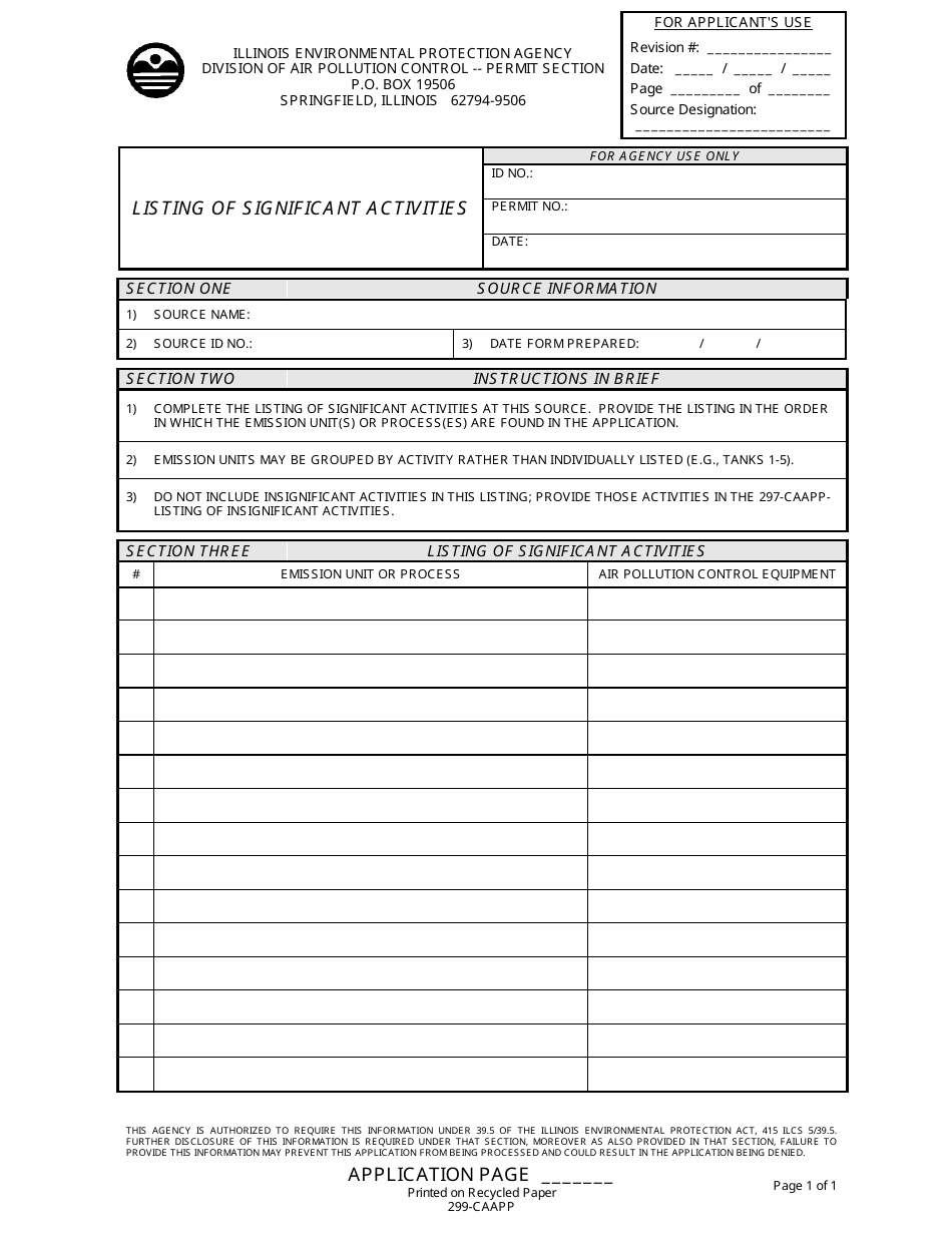 Form 299-CAAPP - Fill Out, Sign Online and Download Printable PDF ...