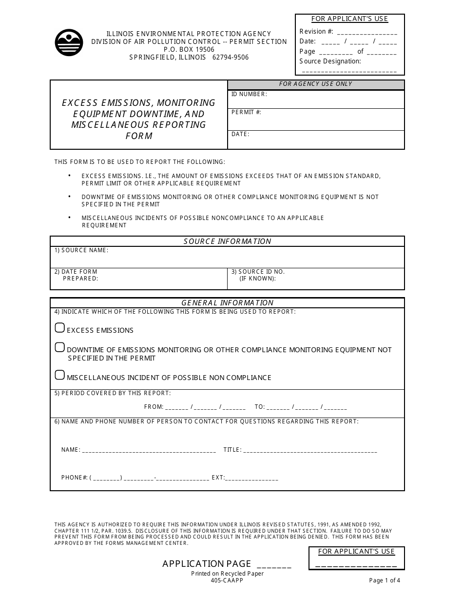 Form 405-CAAPP - Fill Out, Sign Online and Download Fillable PDF ...