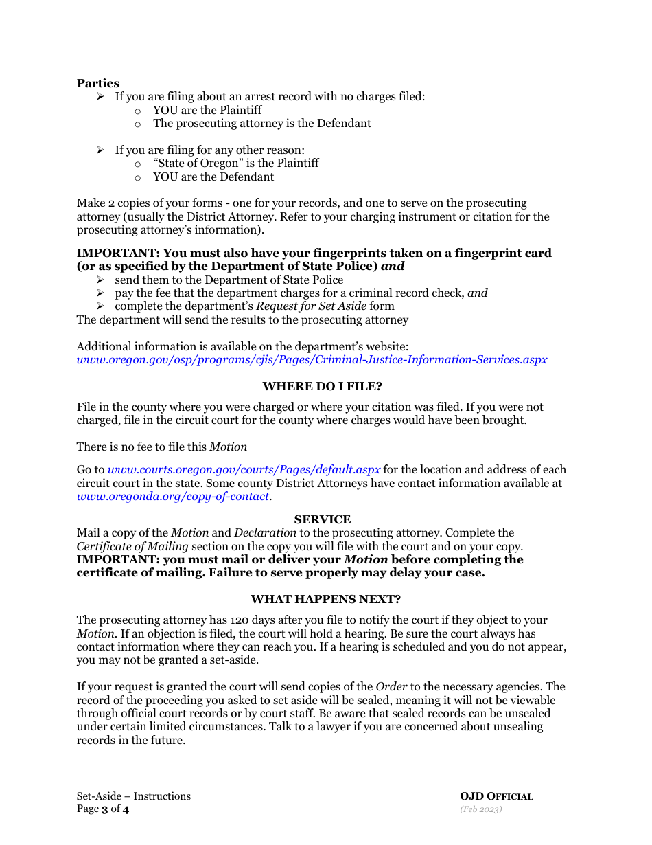 Oregon Motion to Set Aside and Declaration in Support Download ...