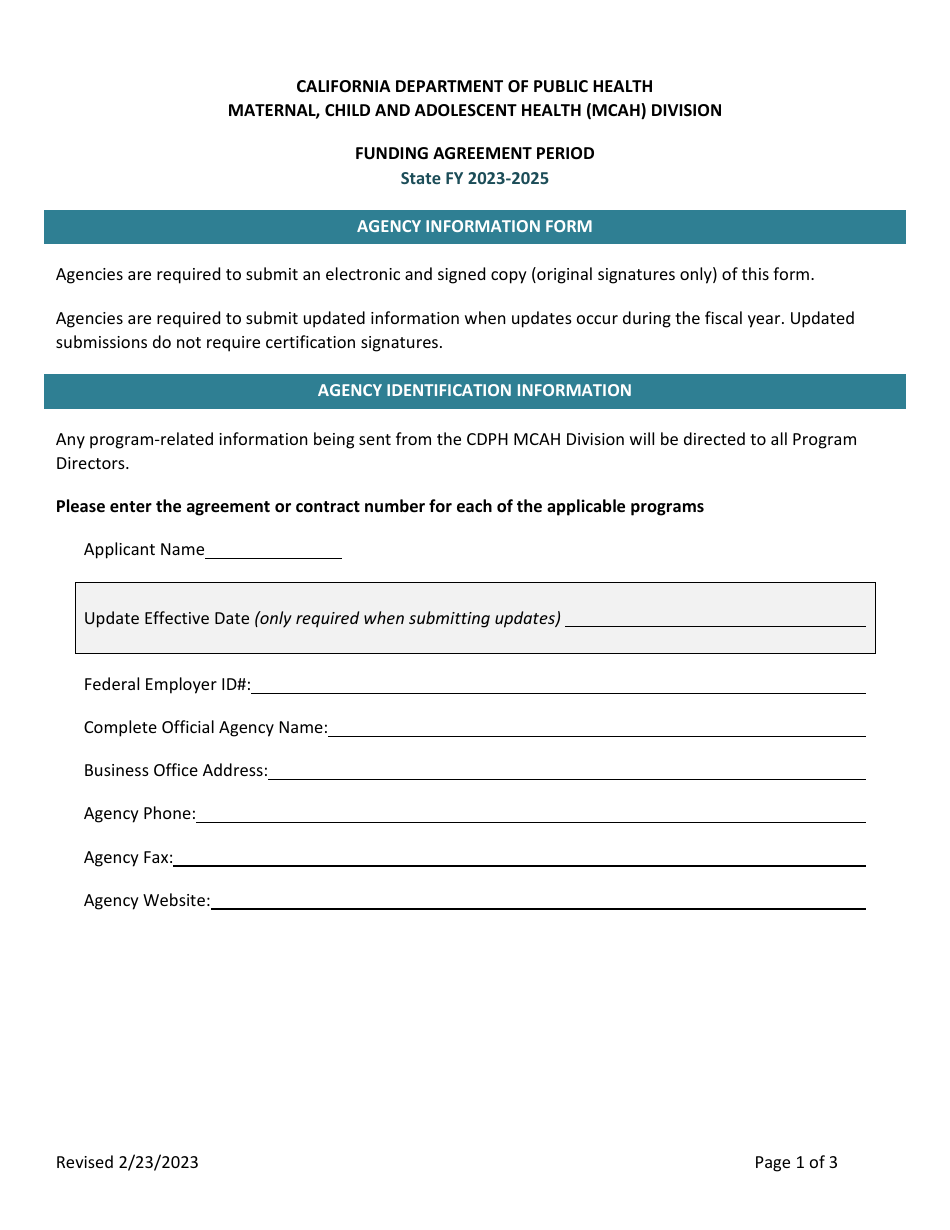 2025 California Agency Information Form - Fill Out, Sign Online and ...