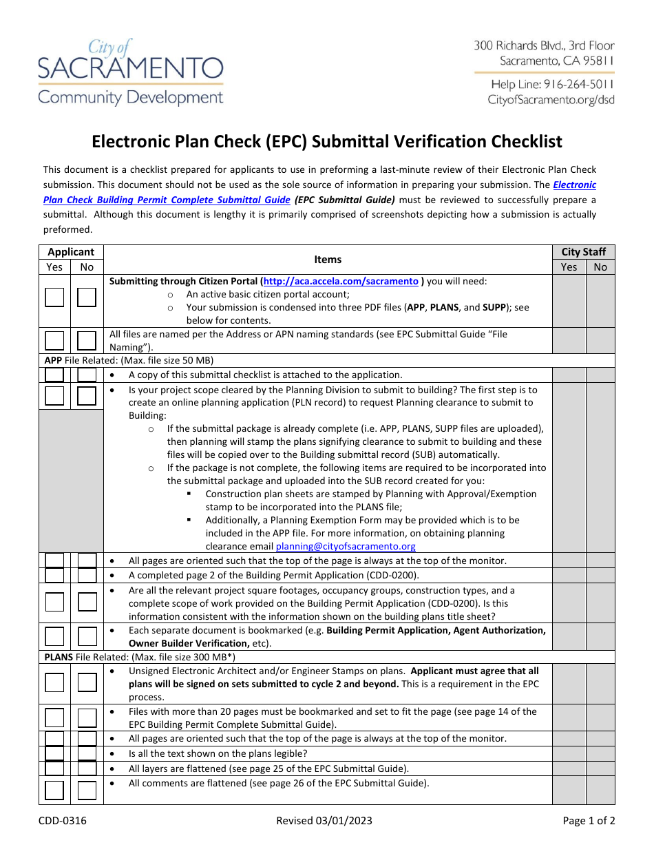 Form CDD-0316 Download Fillable PDF or Fill Online Electronic Plan ...