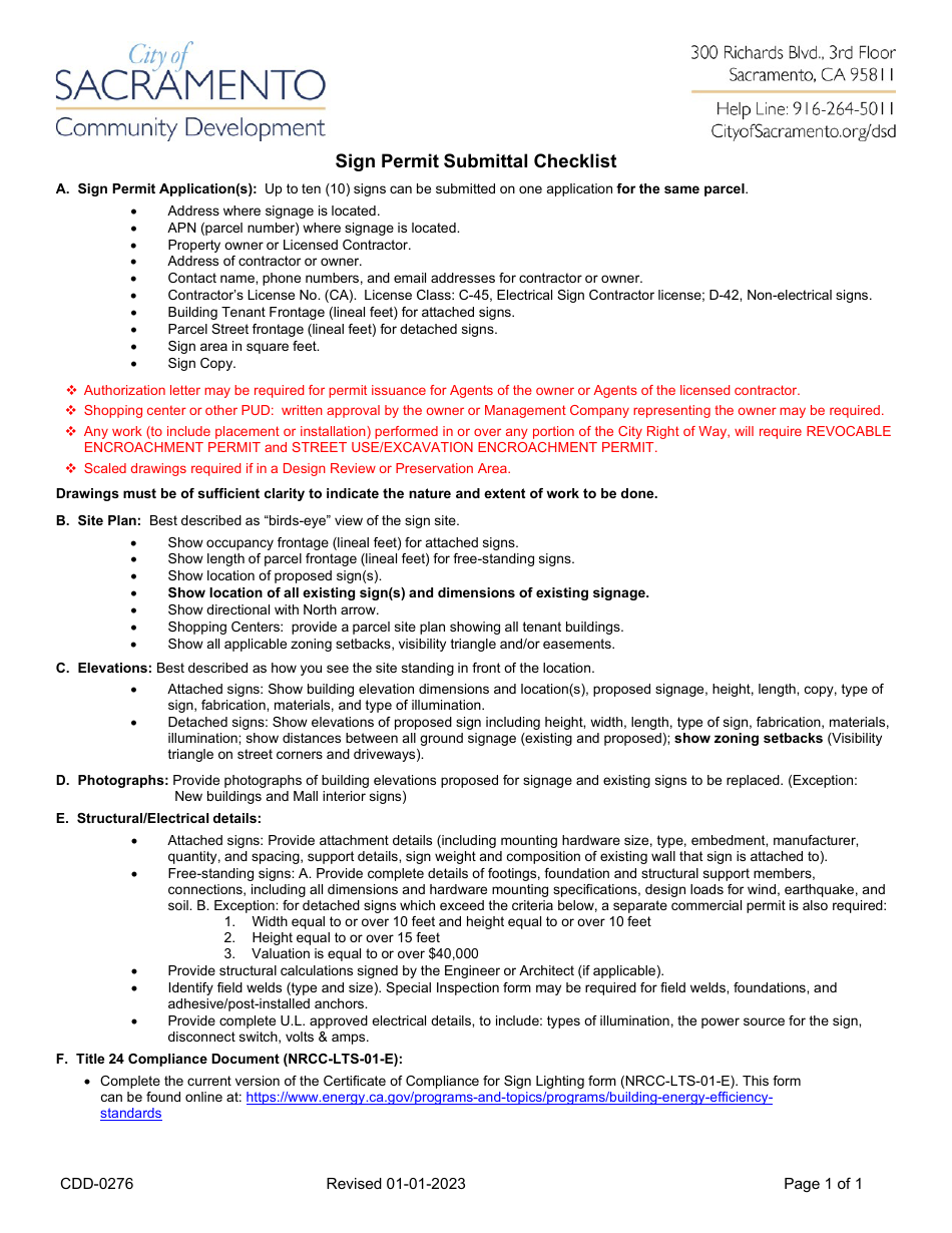 Form CDD-0276 - Fill Out, Sign Online and Download Printable PDF, City ...