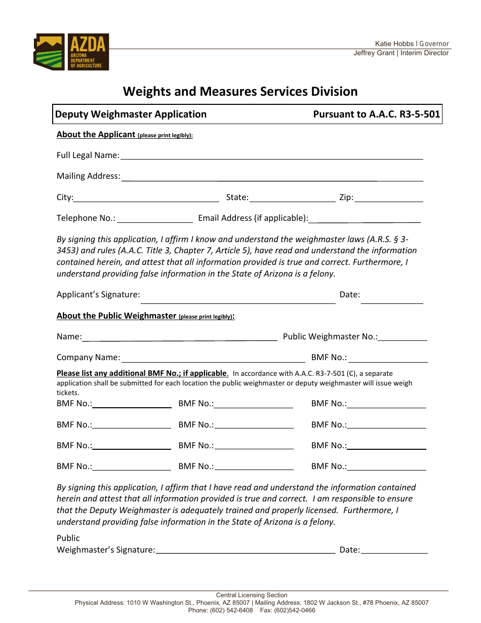 Arizona Deputy Weighmaster Application - Fill Out, Sign Online and ...
