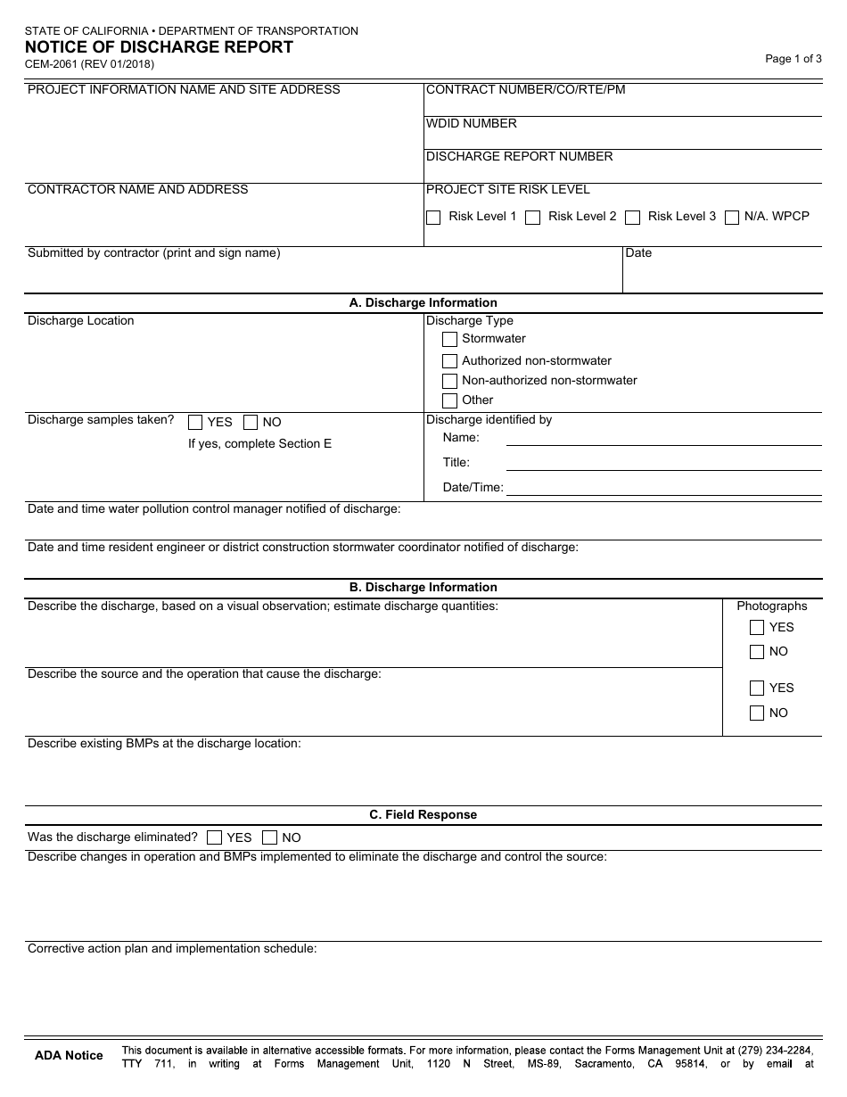 Form CEM-2061 - Fill Out, Sign Online and Download Fillable PDF ...