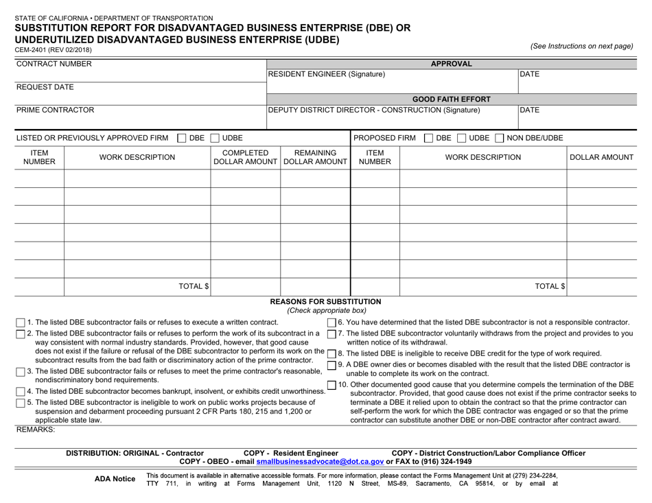 Form CEM-2401 - Fill Out, Sign Online and Download Fillable PDF ...