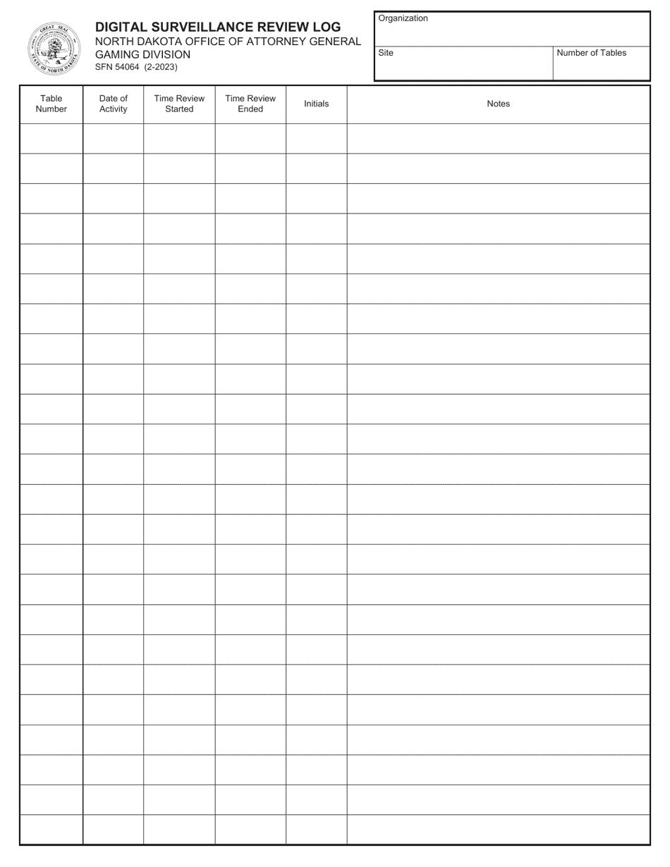 Form SFN54064 - Fill Out, Sign Online and Download Fillable PDF, North ...