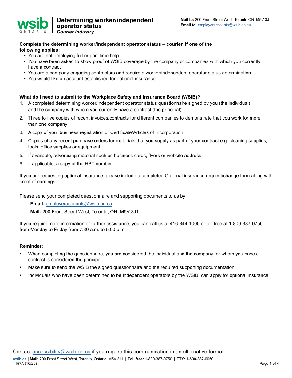 Form 1157A - Fill Out, Sign Online and Download Fillable PDF, Ontario ...