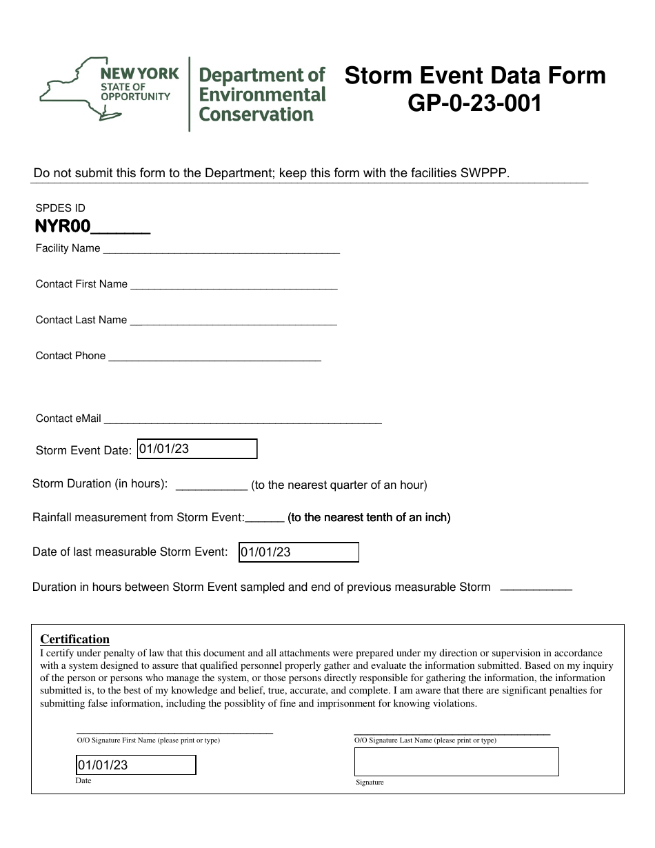 New York Storm Event Data Form - Gp-0-23-001 - Fill Out, Sign Online ...